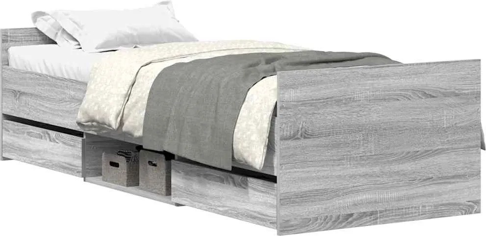Rám postele s hlavovým a nožním čelem šedý sonoma 90 x 200 cm 3203808