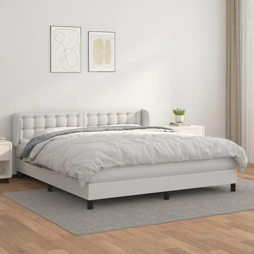 Box spring postel s matrací bílá 160x200 cm umělá kůže 3127320