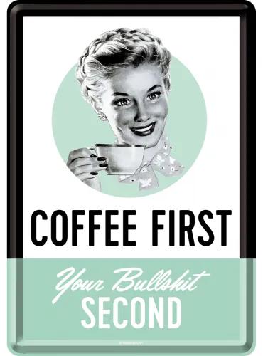 Postershop Plechová pohlednice - Coffee First