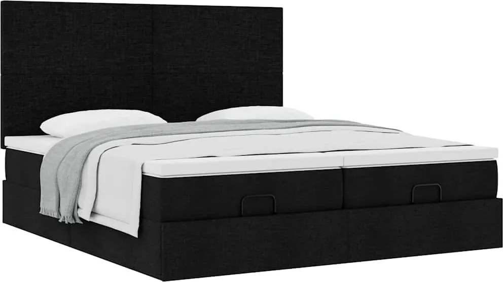 Osmanský rám postele s matrací černá 160x200cm textil 3313666