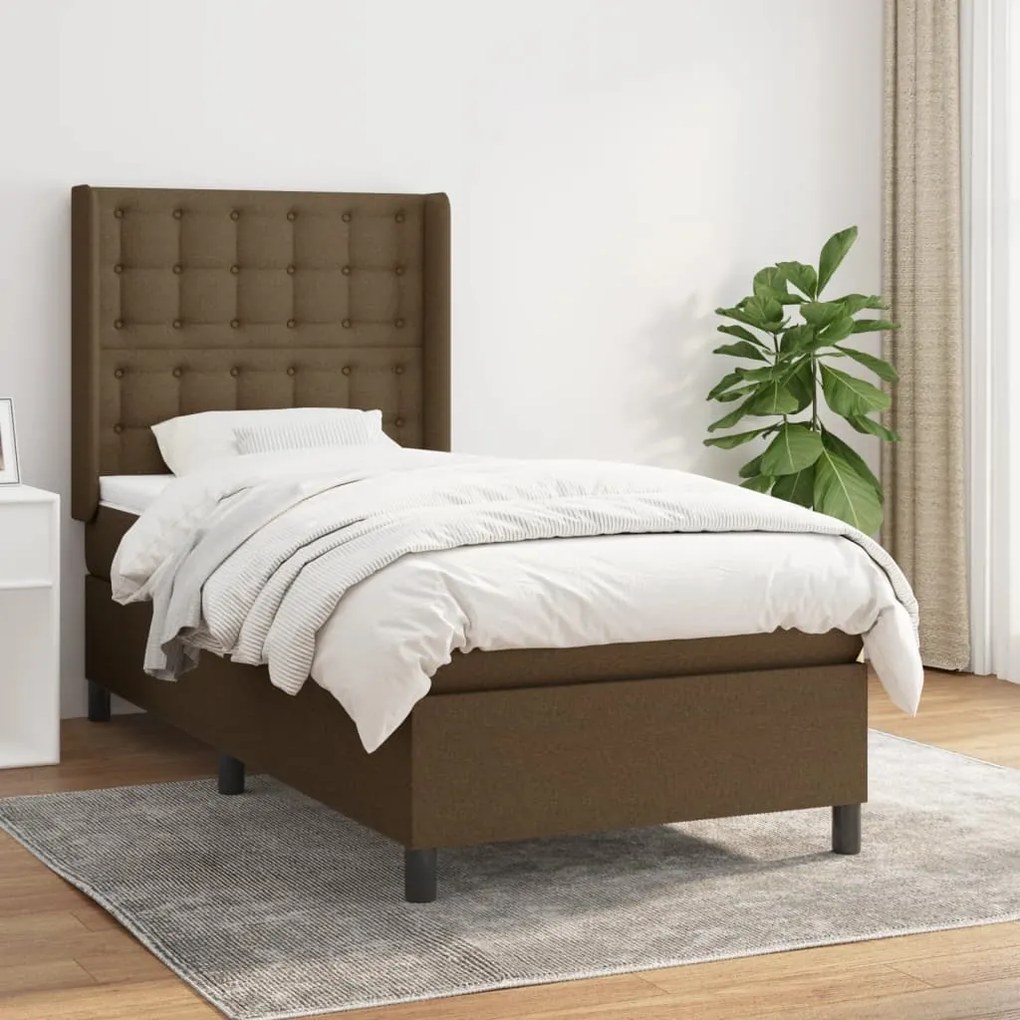 Box spring postel s matrací tmavě hnědá 80x200 cm textil