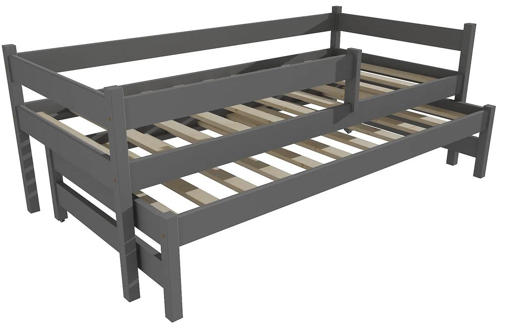 Vomaks Dětská postel s výsuvnou přistýlkou DPV 017 se zábranou Rozměr: 80 x 200 cm, Barva: moření dub