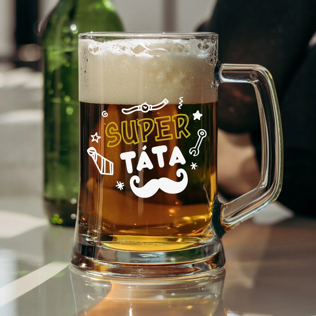 SUPER TÁTA - pivní sklenice 0,5 l