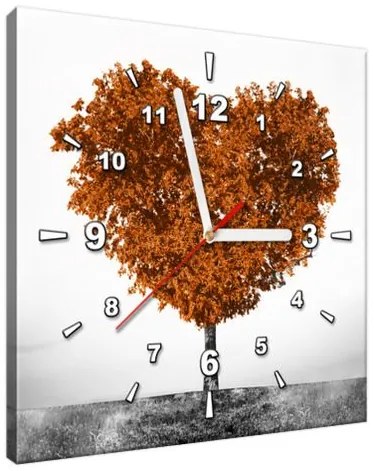 Tištěný obraz s hodinami Hnědý strom lásky 30x30cm ZP2563A_1AI