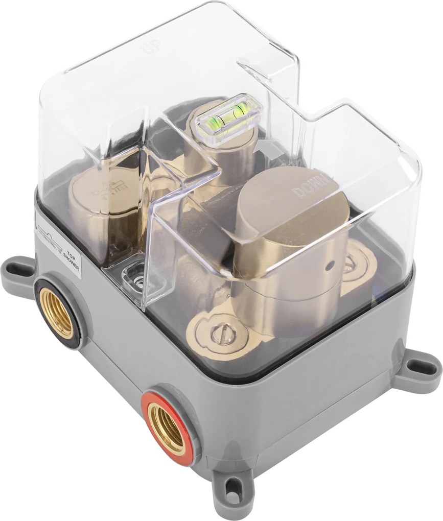 Rea Lungo, podomítková termostatická sprchová sada + BOX, zlatá matná, REA-P8551