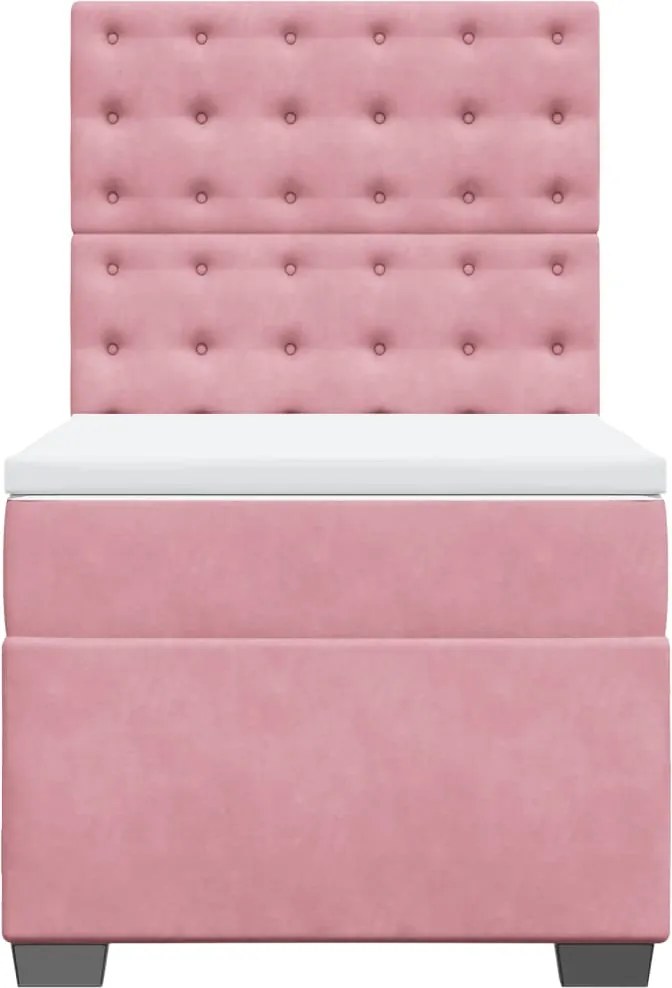 Box spring postel s matrací růžová 90x200 cm samet 3290821