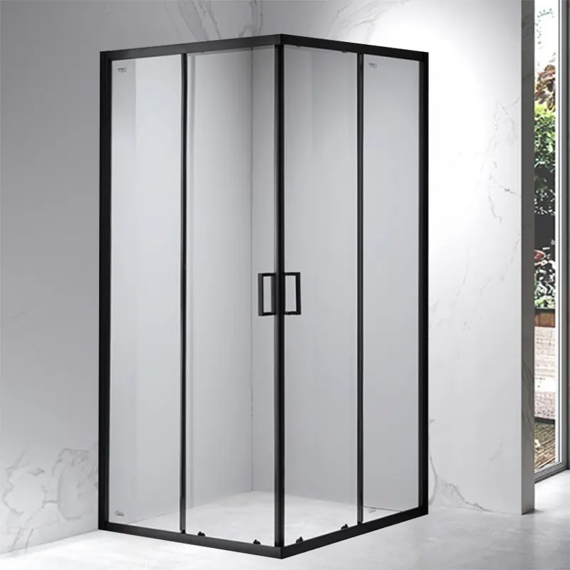 BPS-koupelny Čtvercový sprchový kout HYD-SK30B 90x90 černá/transparent + vanička HYD-SSV-SXL02B bílá