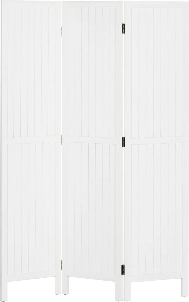 HOMCOM 3-panelový skládací paravan 120x1,8x170 cm, prvek soukromí, rustikální styl pro kancelář, ložnici a obývací pokoj, bílý | Aosom