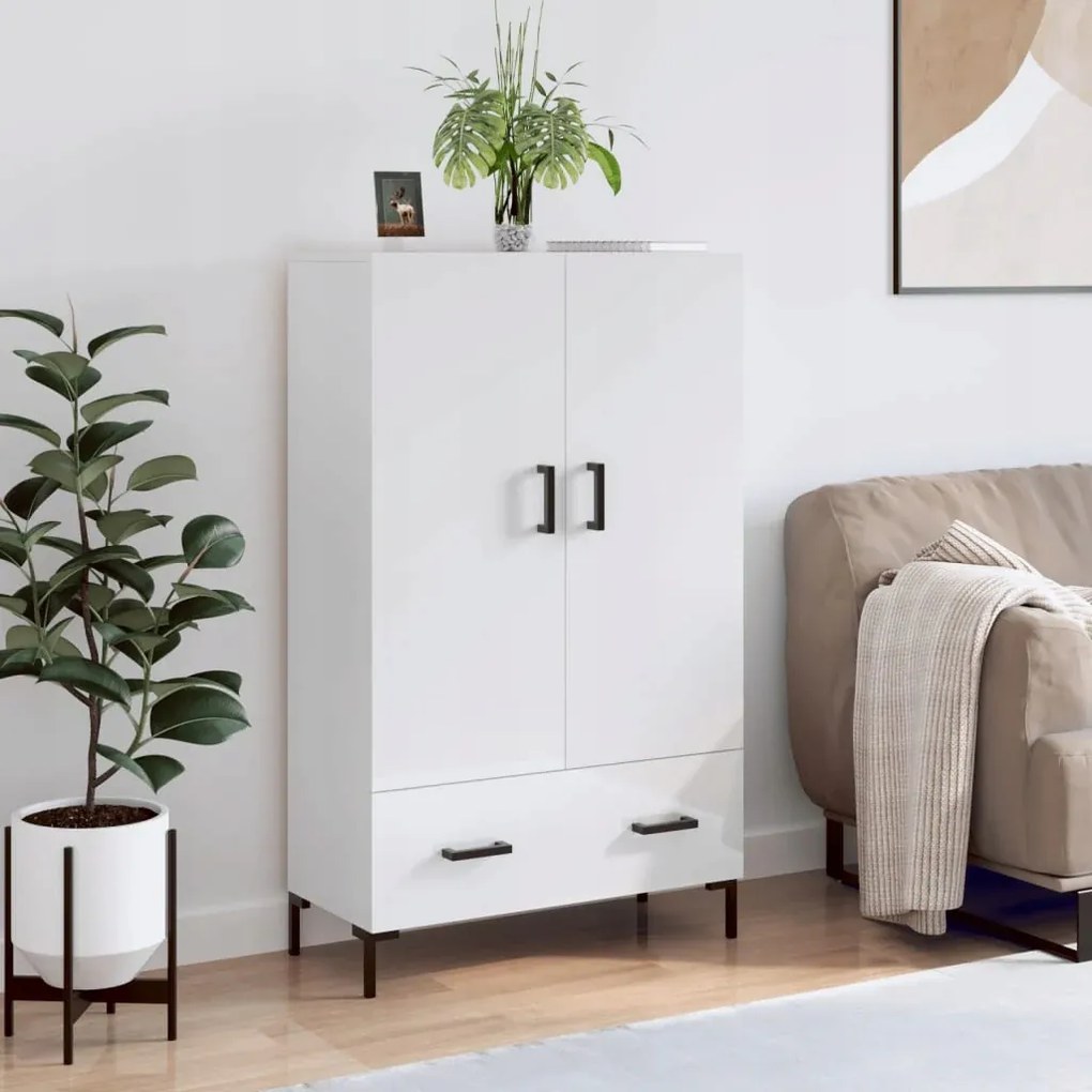 Skříň Highboard Šedá Sonoma 69,5 X 31 X 115 Cm Kompozitní Dřevo Bílá s vyso