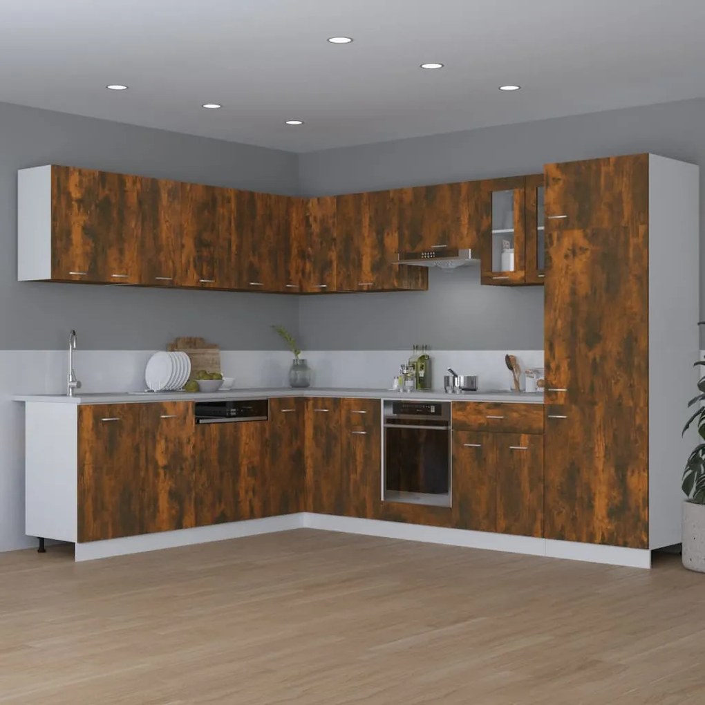 Závěsná Skříňka 80 X 31 X 60 Cm Kompozitní Dřevo Kouřový Dub