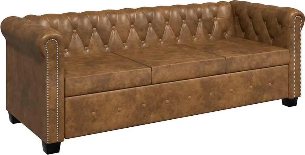 vidaXL Chesterfield sada 2místné a 3místné pohovky [274322] Barva: Hnědá