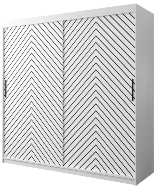 Šatní skříň Ratintu 1 200 cm, Úložný prostor: ne, Barva: bílá / bílá + černý mat
