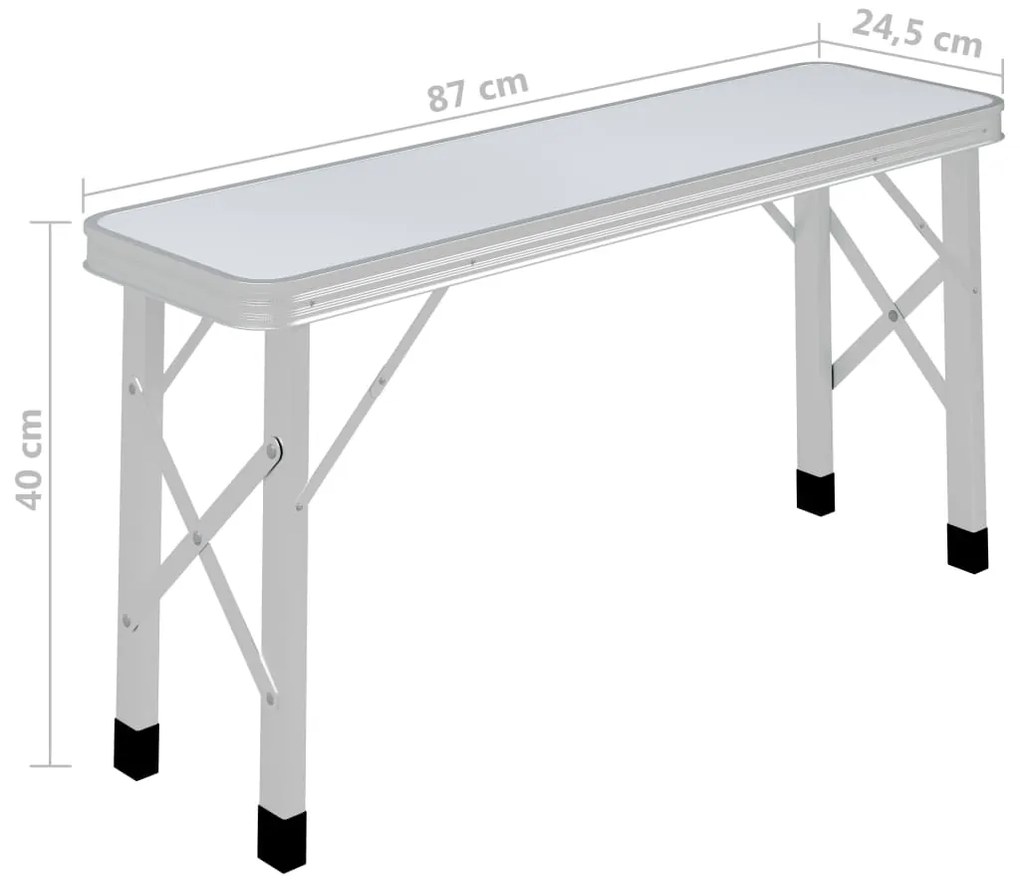 vidaXL Marketos Skládací kempingový stůl se 2 lavicemi hliník bílý