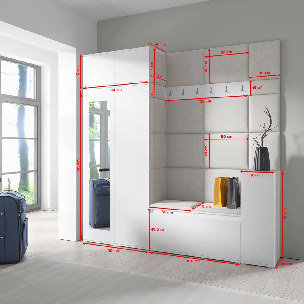 Eka Předsíňová stěna s čalouněnými panely Trinity 26 - Grafit / Černá 2316
