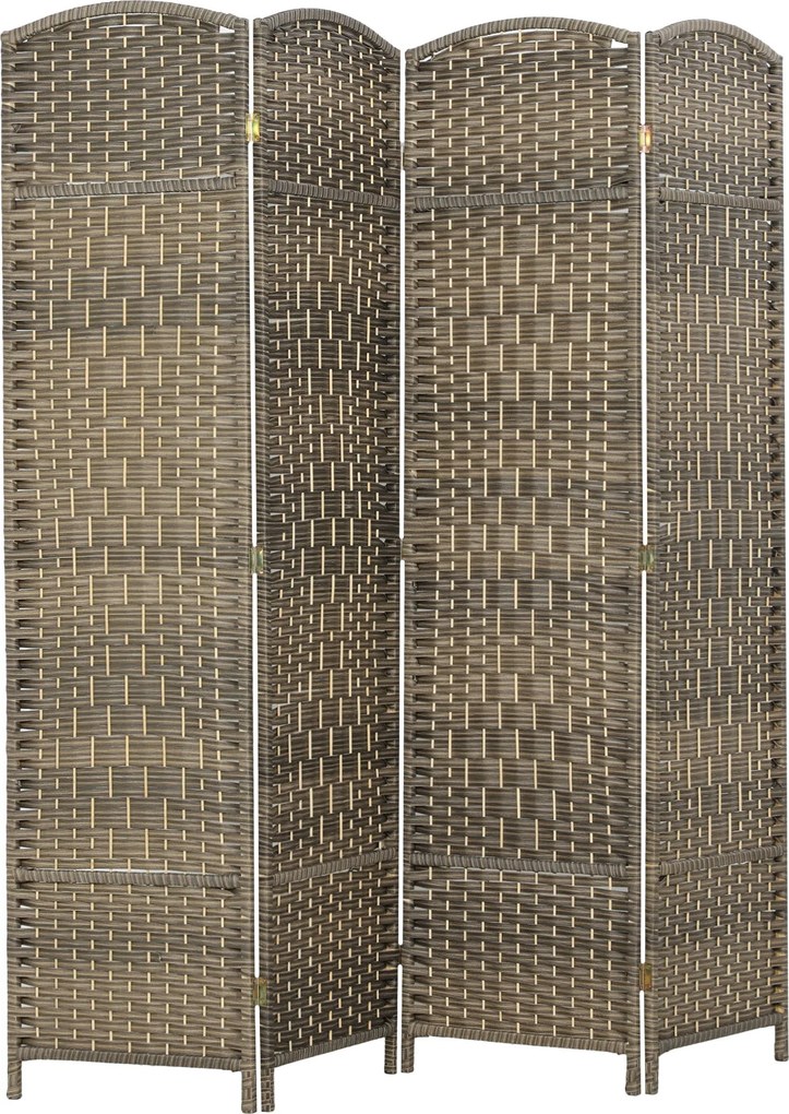 Paraván HOMCOM 4 panely 180 × 180 cm – tmavý dub | Aosom