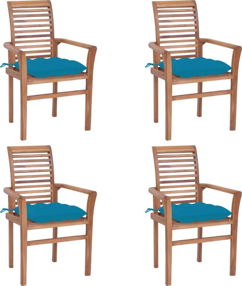 vidaXL Jídelní židle 4 ks podušky masivní teak [3062648] Barva: antracitová