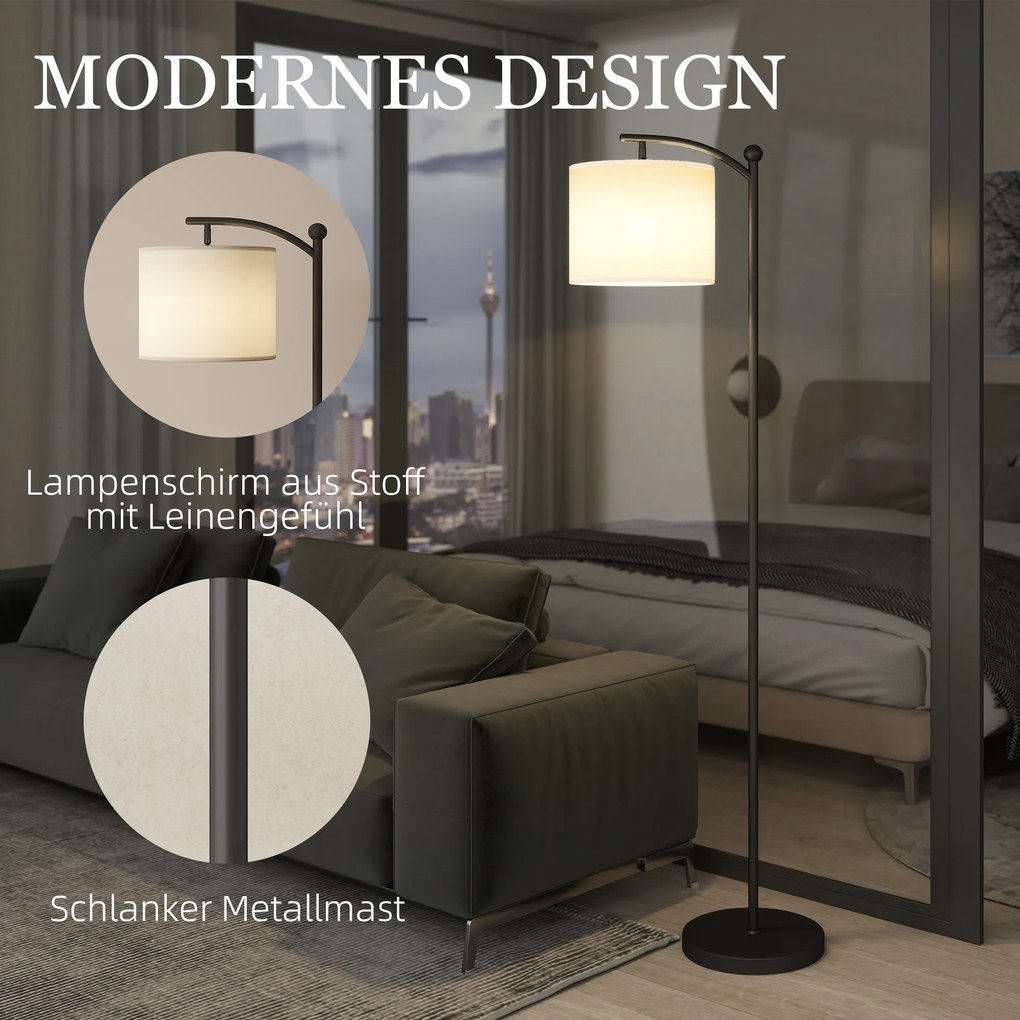 HOMCOM Stojací lampa, nastavitelné možnosti osvětlení, nožní spínač, dálkové ovládání, kov, černá