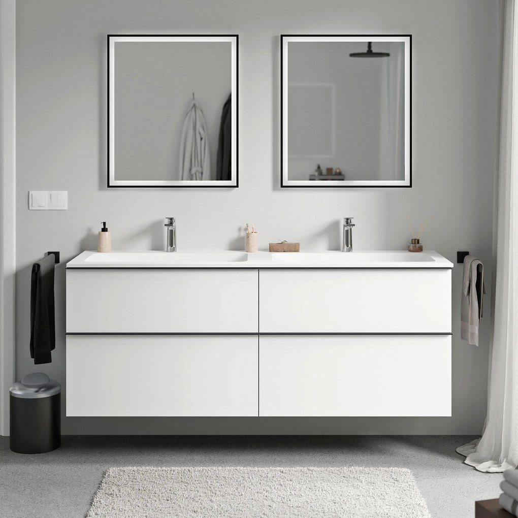 Koupelnová skříňka LAVOA 160 cm s umyvadlem z minerálního odlitku CREAM - možnost volby barvy