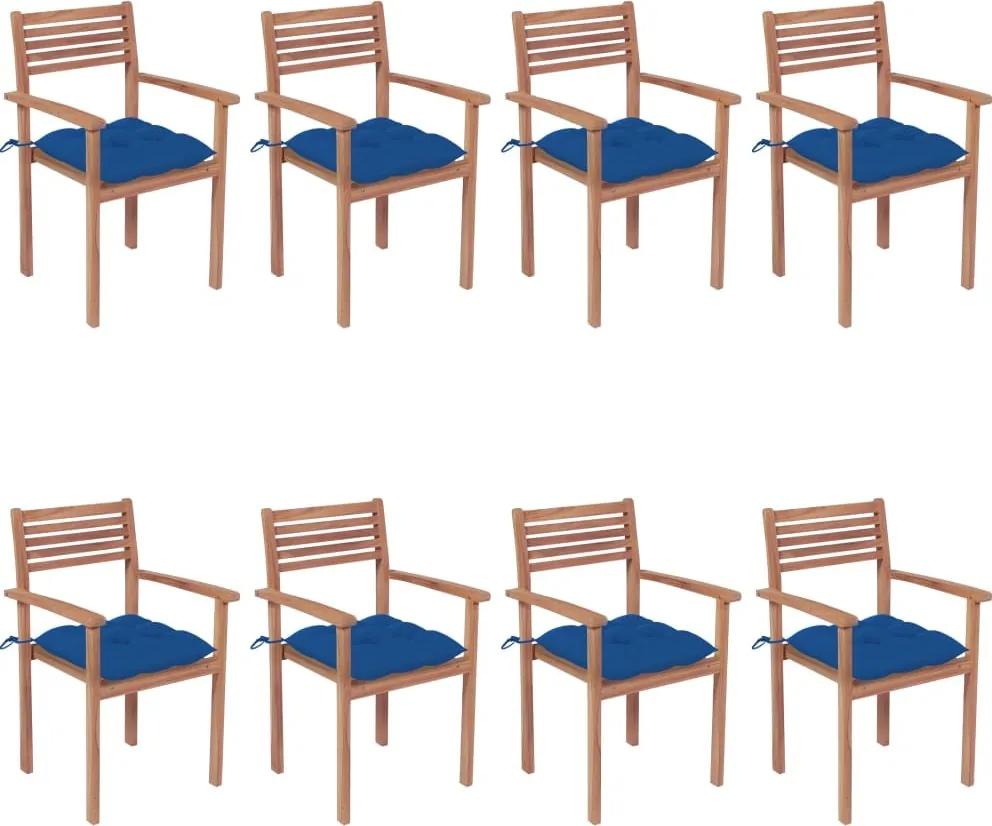 vidaXL Stohovatelné zahradní židle s poduškami 8 ks masivní teak [3072617] Barva: Světle modrá