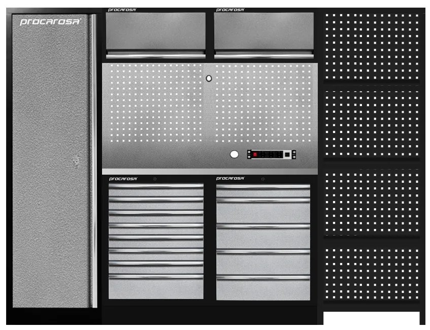 Sestava dílenského nábytku Procarosa PROFI TGC-13085-680 Pracovní deska:: nerezová