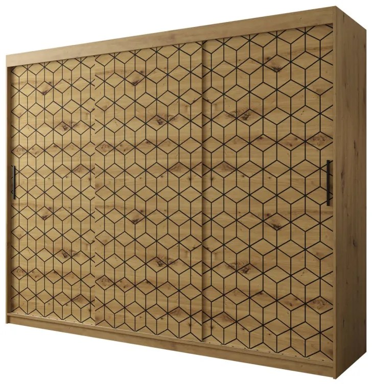 Šatní skříň s posuvnými dveřmi Arituda I250, Úložný prostor: ne, Barva: dub artisan