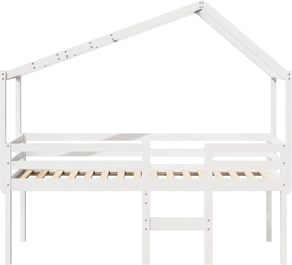 Patrová postel se střechou bílá 80 x 200 cm masivní borovice 3282056