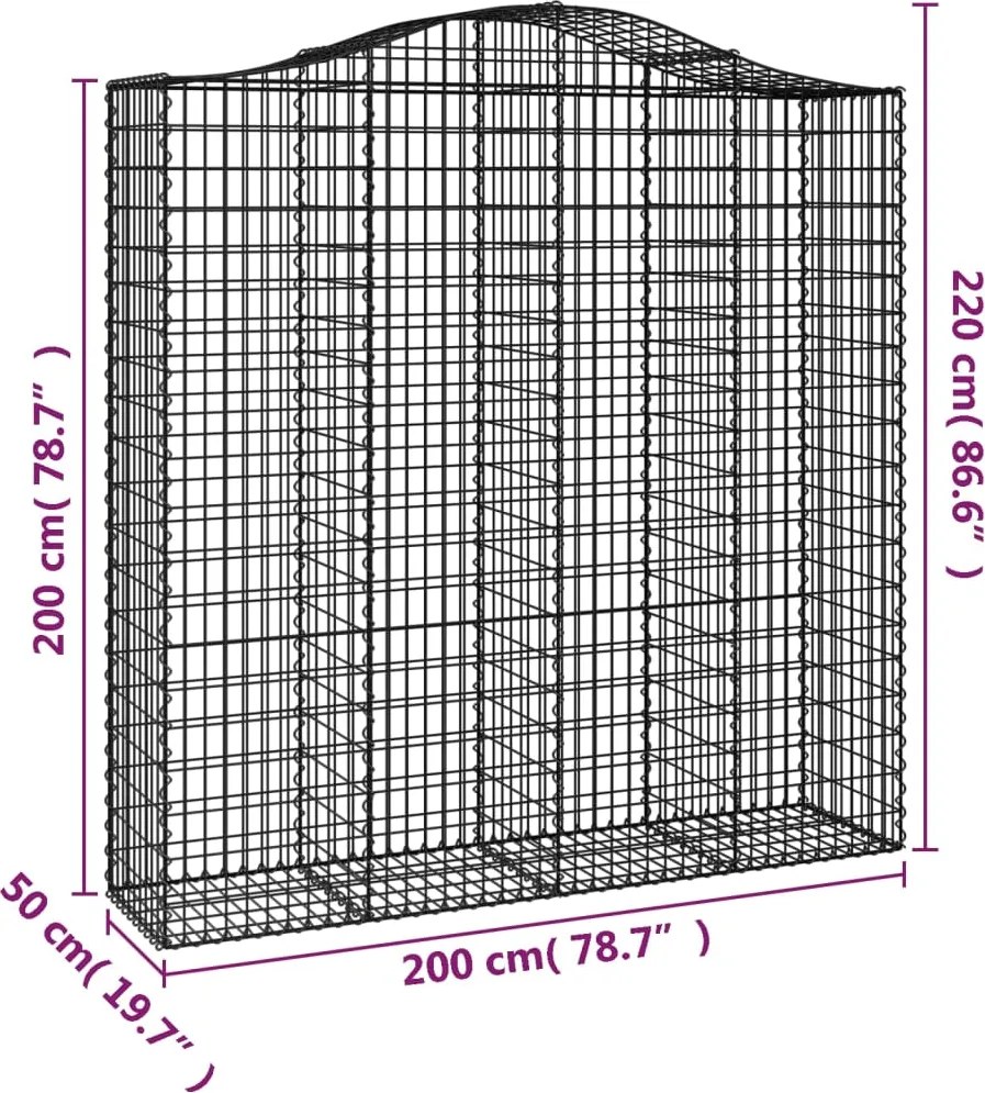 Klenuté gabionové koše 2 ks 200x50x200/220cm pozinkované železo 3145745