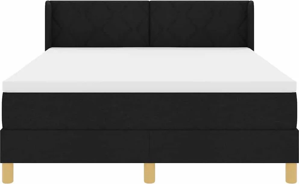 Postel s boxspringem s čelo Černá 190 x 140 cm textil 3341351