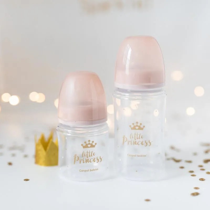 Canpol babies Láhev se širokým hrdlem Royal Baby 120 ml Růžová