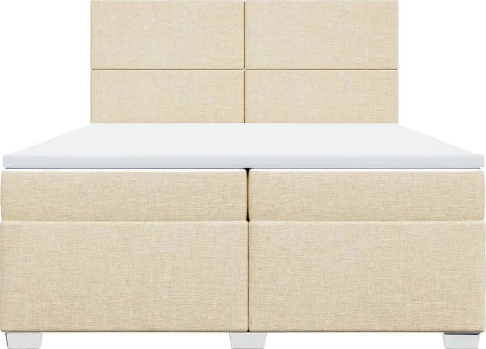 Box spring postel s matrací krémová 200x200 cm textil 3292893