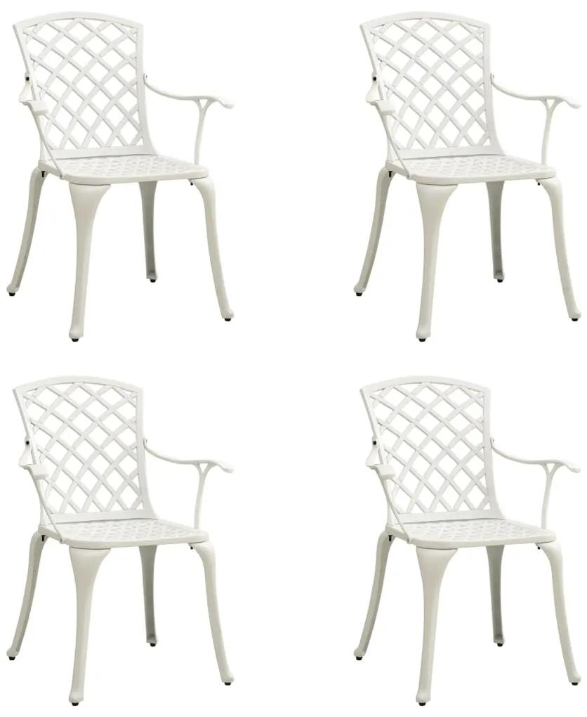 315575 vidaXL Zahradní židle 4 ks litý hliník bílé