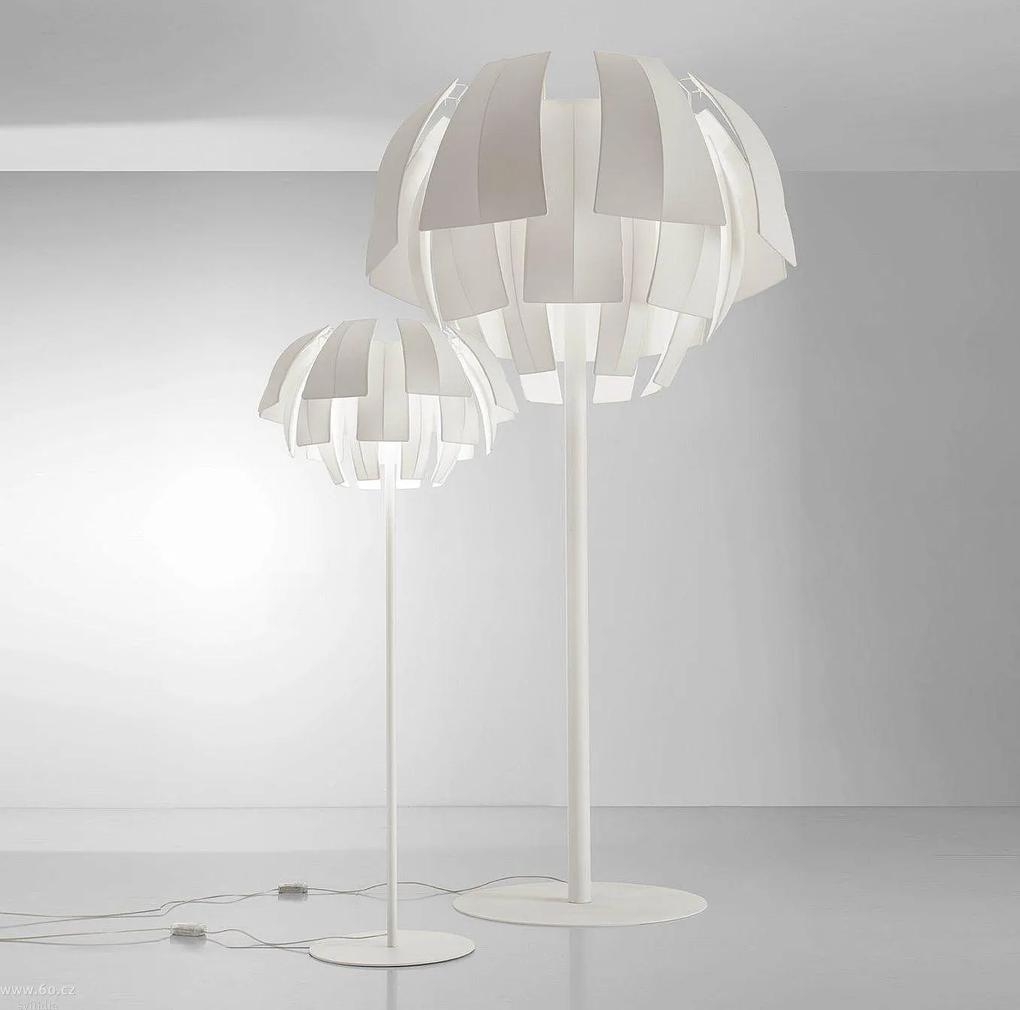 Axo light PTPLU180E27BC Plumage PT 180, stojací designová lampa z bílého textilu, 6x70W, výška 300cm