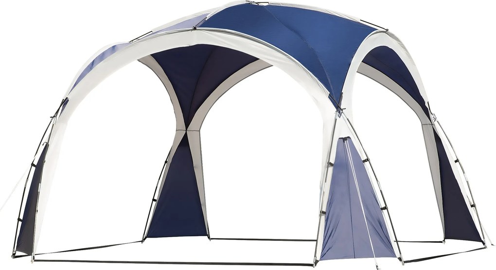 Outsunny Zahradní Altán 3,5 x 3,5m s Háčkovými Dveřmi, Ochrana proti Dešti s Pevnými Ocelovými Sloupy, Zahradní Gazebo s UV Ochrannou, Slunečník na Ke