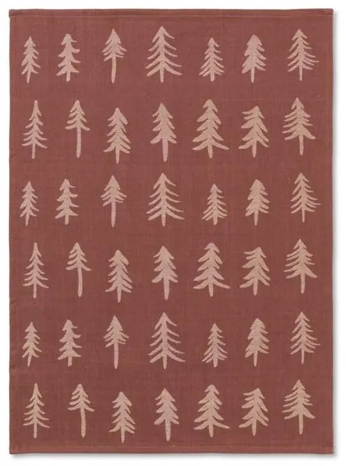 Ferm Living Vánoční bavlněná utěrka Cinnamon Tree, hnědá barva, textil