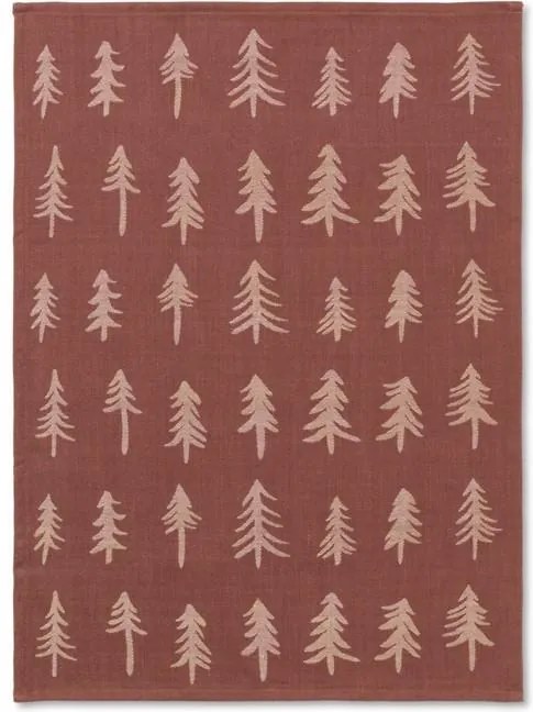 ferm LIVING Vánoční bavlněná utěrka Cinnamon Tree, hnědá barva, textil