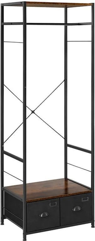 VASAGLE Otevřená šatní skříň 2 zásuvky kovová konstrukce 63 x 180 x 45 cm
