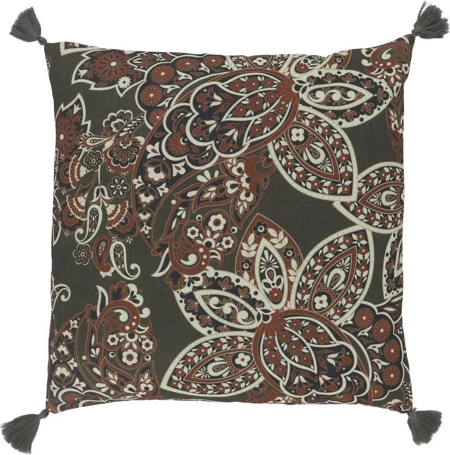 Zelený povlak na polštář s Paisley vzorem a střapci Aix Quilt - 50*50 cm