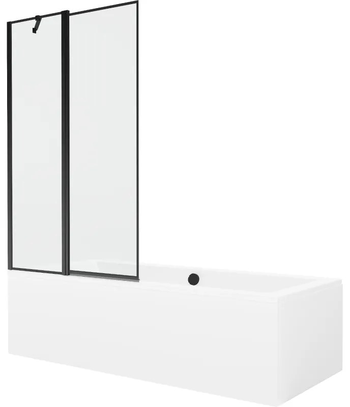 Mexen Cube obdélníková vana 180 x 80 cm s pláštěm 1-křídlovou zástěnou 100 cm, Černý vzor - 550518080X9410117070