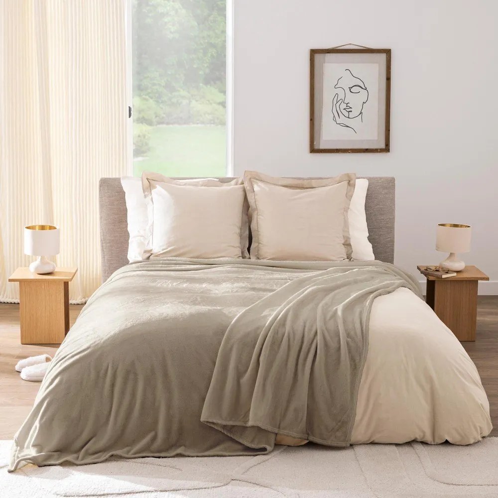 Taupe deka z mikroflanelu 220x240 cm Flanou – douceur d'intérieur