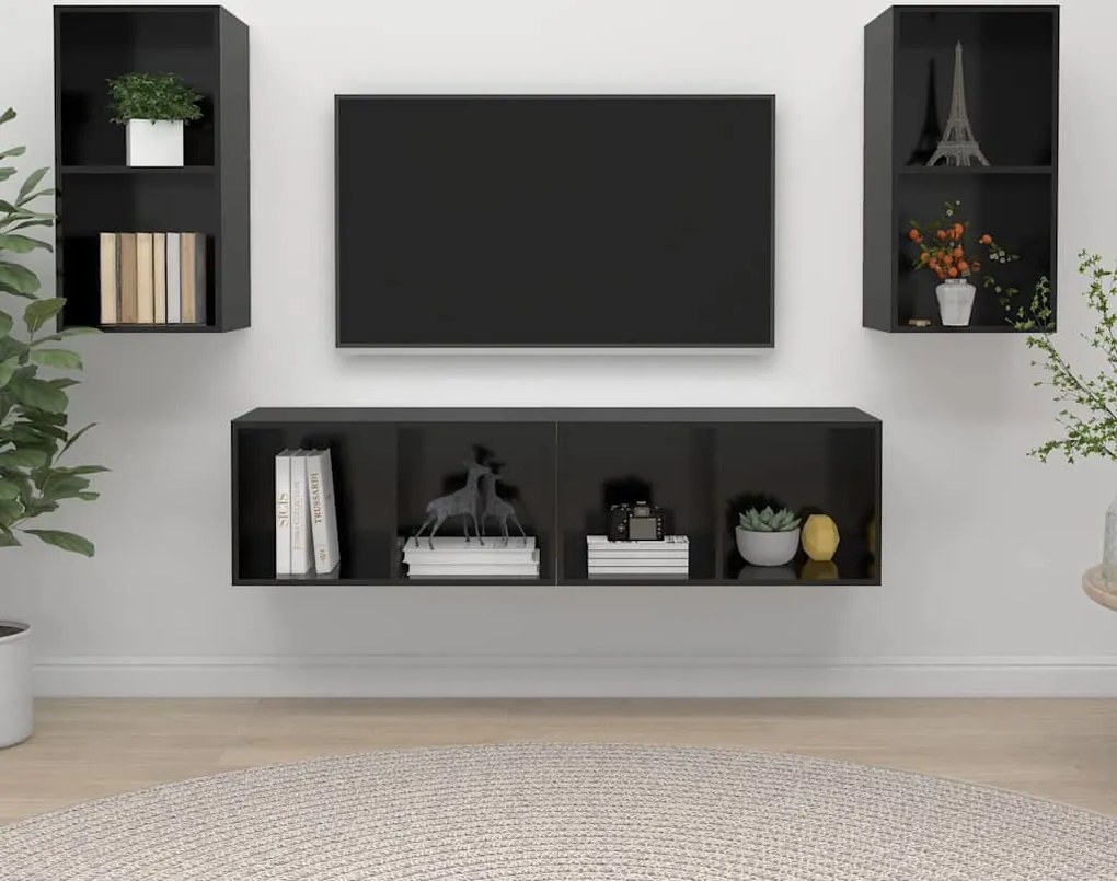 vidaXL Nástěnné TV skříňky 4 ks dřevotříska [3079871] Barva: Bílá