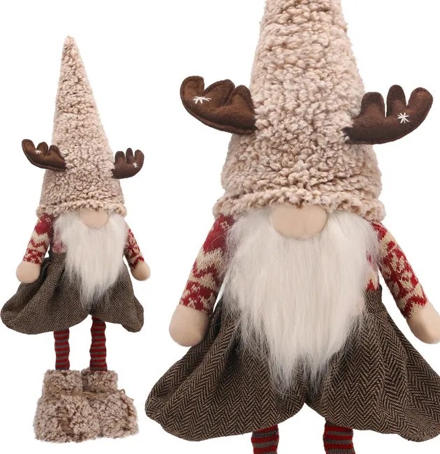 Vánoční dekorace elf béžová 55 cm