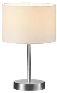 Trio Leuchten 501100101 Hotel, stolní lampička z bílého textilu, 1x40W E14, výška 32cm