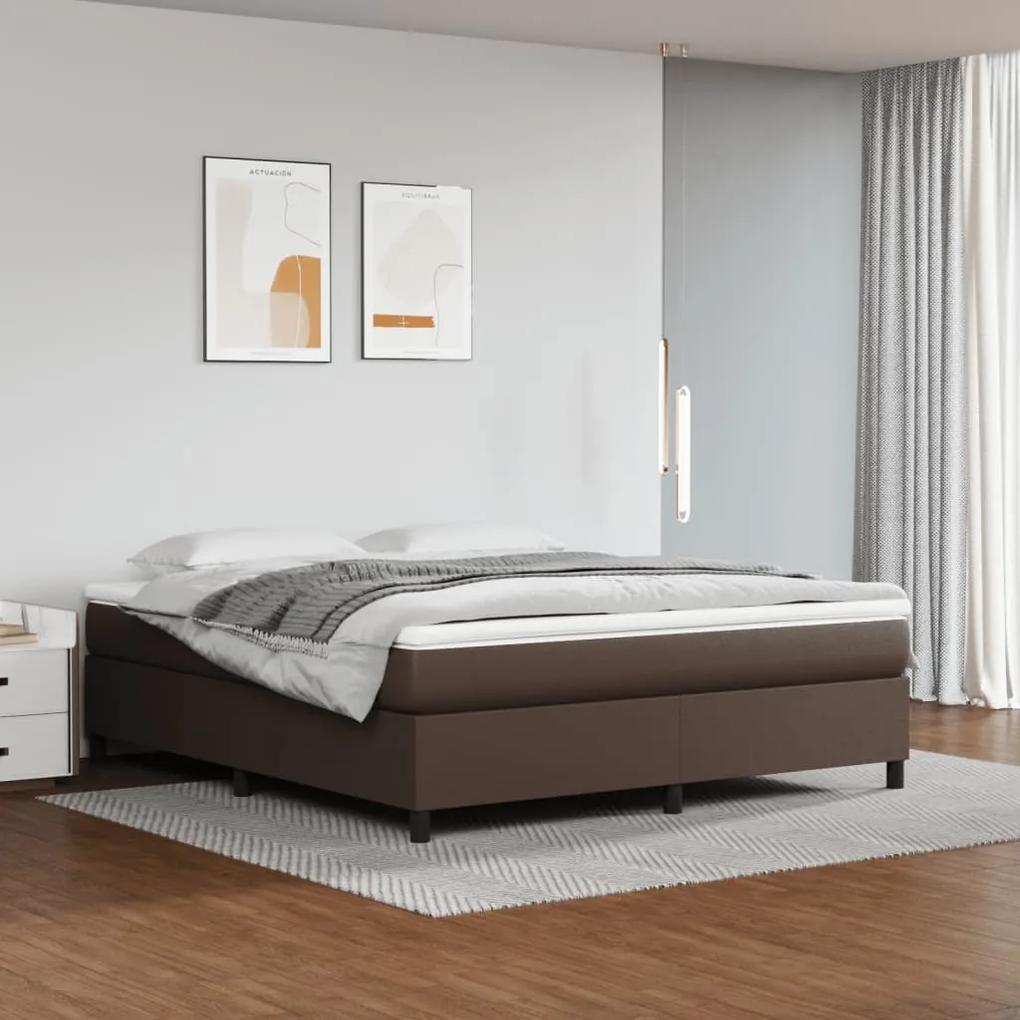 Box spring postel s matrací hnědá 180x200 cm umělá kůže,  3144623