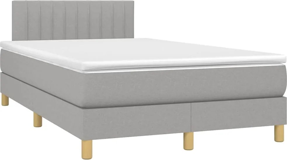 Box spring postel s matrací a LED světle šedá 120x200 cm textil 3133861