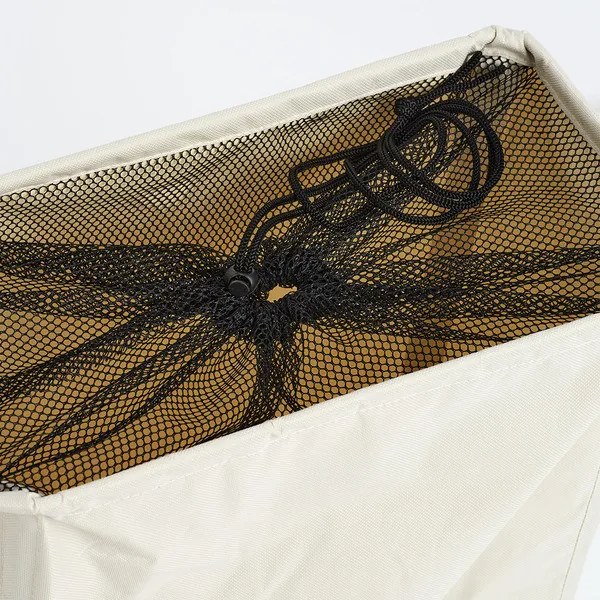 Zeller Present Textilní úzký koš na špinavé prádlo, uzavíratelný, 44l, krémový s nápisem WASH ME