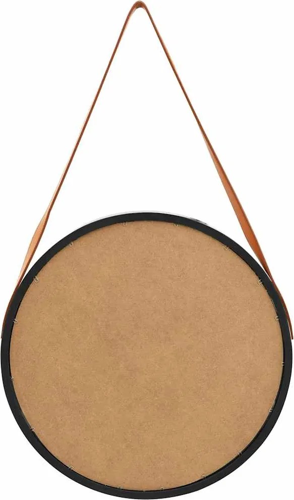 Nástěnné zrcadlo s popruhem 50 cm černé 320367