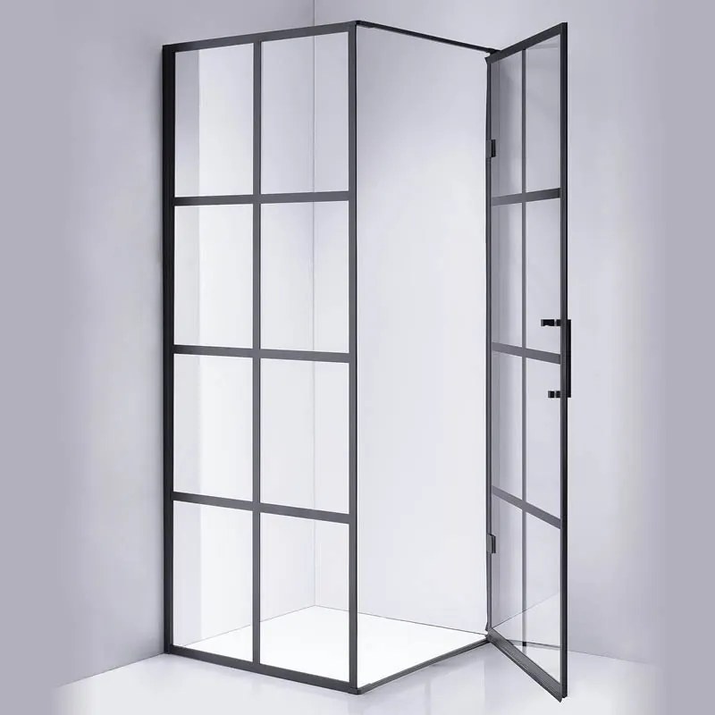 BPS-koupelny Čtvercový sprchový kout HYD-SK10A 80x80 černý/transparent + vanička HYD-OSV-SXL02A bílá