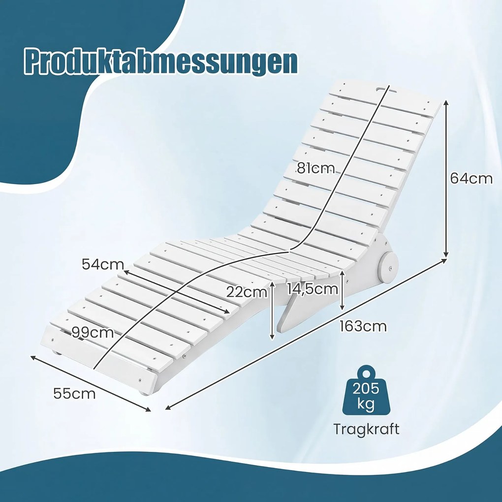 Costway Sada 2 lehátek z HDPE, ergonomické zahradní lehátko
