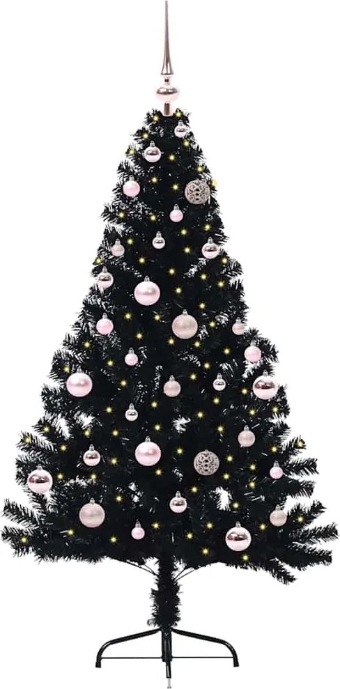 Umělý osvětlený vánoční stromeček Černá 150 cm PVC 3397130