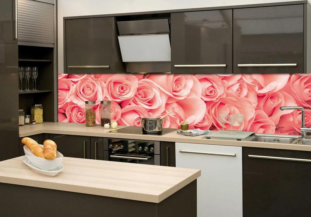 Postershop Samolepící omyvatelná tapeta za kuchyňskou linku - Růžové růže, 260x60 cm